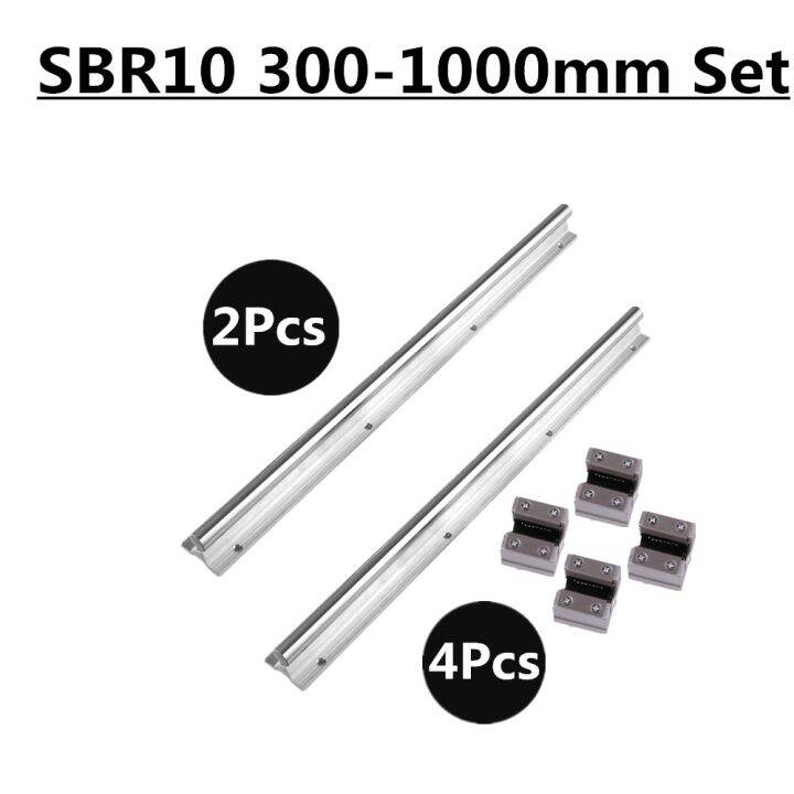 10mm Linear Rail SBR10 300/500/600/1000mm 4Pcs SBR10UU Bearing Blocks Supported Slide Shaft Rod ...