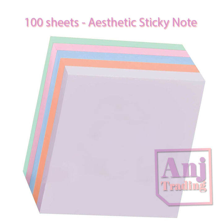 100 sheets Aesthetic Pastel Sticky Notes School and Office Supplies 3x3 ...