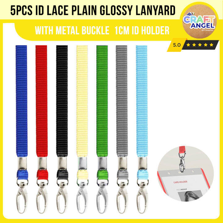 5pcs ID Lace Plain Glossy Lanyard with Metal Buckle 1cm ID Holder ...