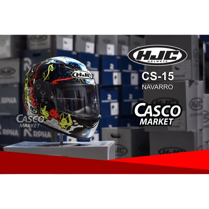 YOO- HJC CS15 JORGE NAVARRO 9 MC2 FULL FACE SINGLE VISOR MOTORCYCLE ...