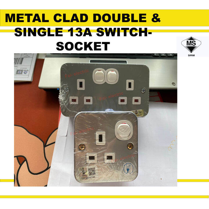 IRIM 13AMP Metal Socket Metal Clad Switched Socket BESI /Double SWITCH ...