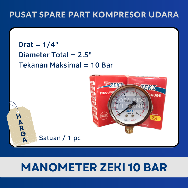 Meteran Angin Manometer Pressure Gauge Alat Pengukur Tekanan Kompresor ...