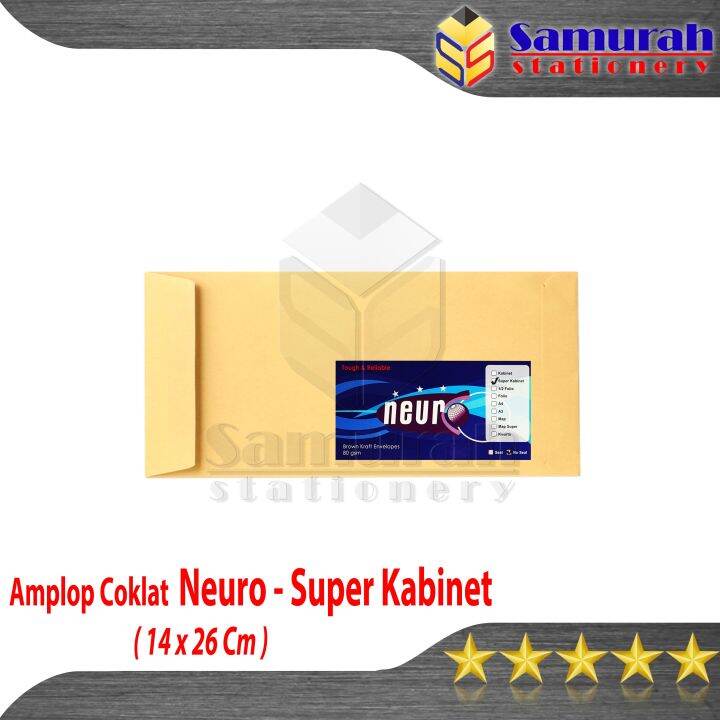 Amplop Kertas Coklat Polos Neuro Ukuran Super Cabinet Envelope Kabinet Besar 14 X 27 Cm 