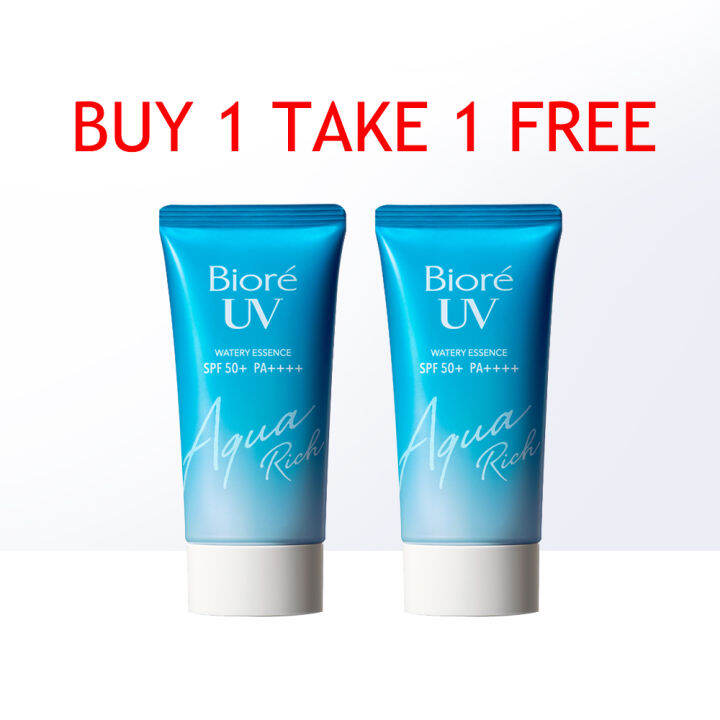 【Buy 1 Get 1 Free】Biore UV Aqua Sunscreen Waterproof Rich Watery Essence SPF 50+ PA+++ | Lazada PH