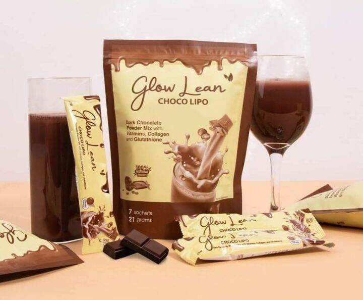 【With FREEBIES】 Glow Lean Choco LIpo 16n1 Slimming Drink 7 Sachet in a Pack | Lazada PH