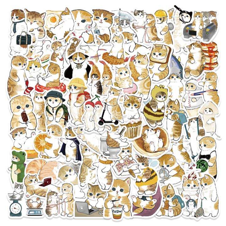 Stiker Kartun Hewan Kucing Kawaii Warna Kuning ISI 30 pcs | Lazada ...