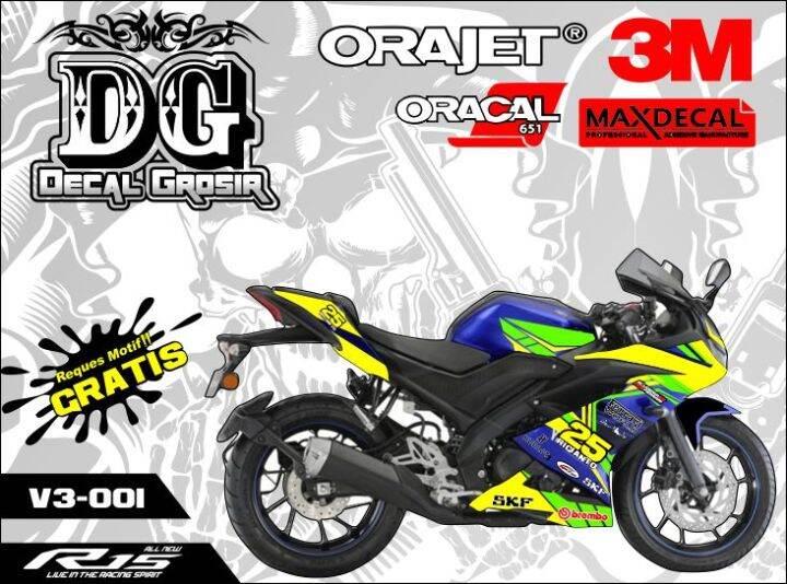 decal R15 V3 biru hijau stabilo fullbody sticker R15 NEW hijau stabilo ...