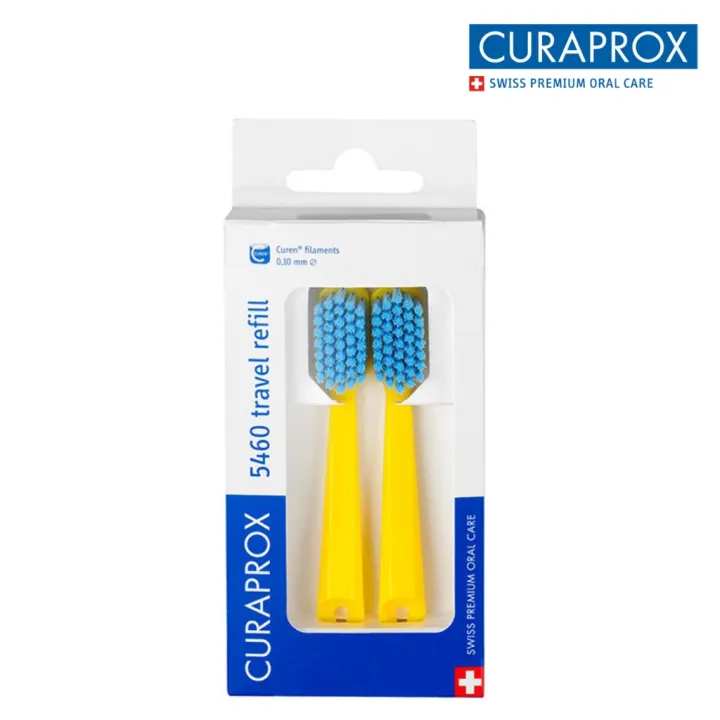 Toothbrush Head Refills (yellow) for Travel Set Duo Curaprox 5460 ...