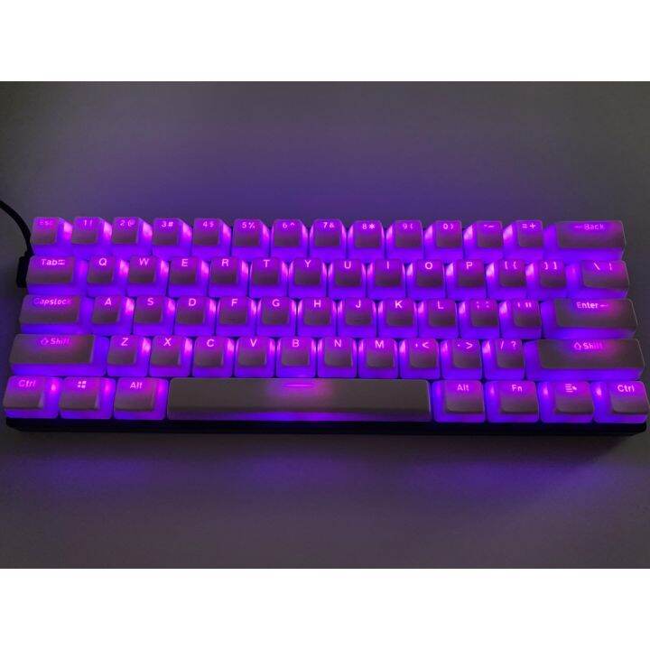 Pudding keycap，pure white pudding keycap 61 Double Shot PBT pudding ...