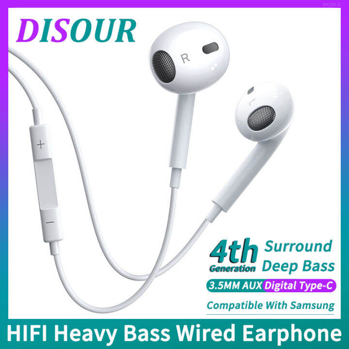 USBC Wired Earphones HIFI Subwoofer Headset for Samsung Xiaomi Huawei 3 ...