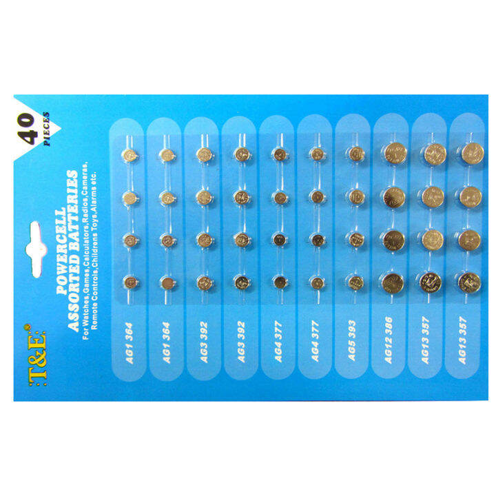yunyoshan NEW 40 x ASSORTED BUTTON CELL WATCH BATTERY AG 1 / 3 / 4 / 5 ...