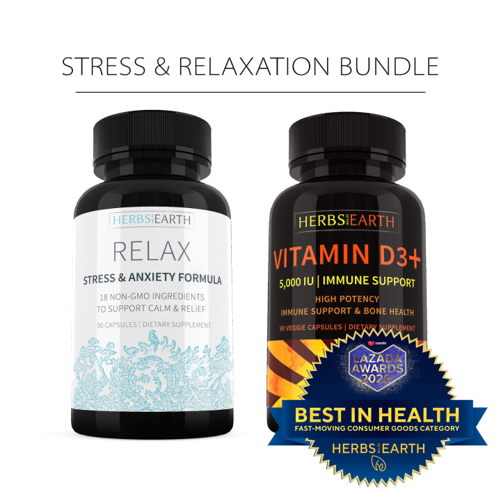 Stress and Relaxation Bundle - Relax and Vitamin D 5000IU Combo ...