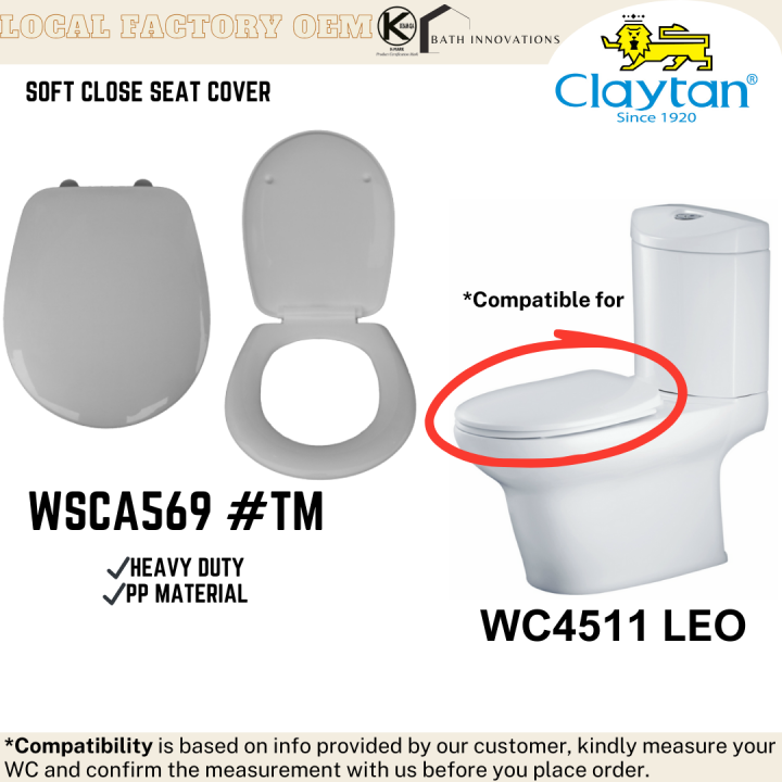 Claytan WC4511 Leo - Toilet Seat Cover / Tempat Duduk Jamban REPLACEMENT / OEM (Soft Close ...
