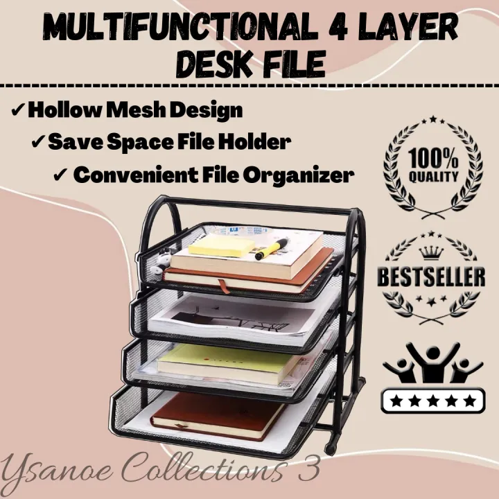 TOP SELLING 4 LAYER DESK FILE | Desk Organizer with 4 Sliding Trays ...
