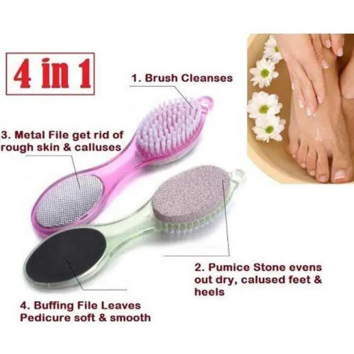 4 in 1 Foot File with Brush -4 Steps Pedicure Paddle | Lazada PH