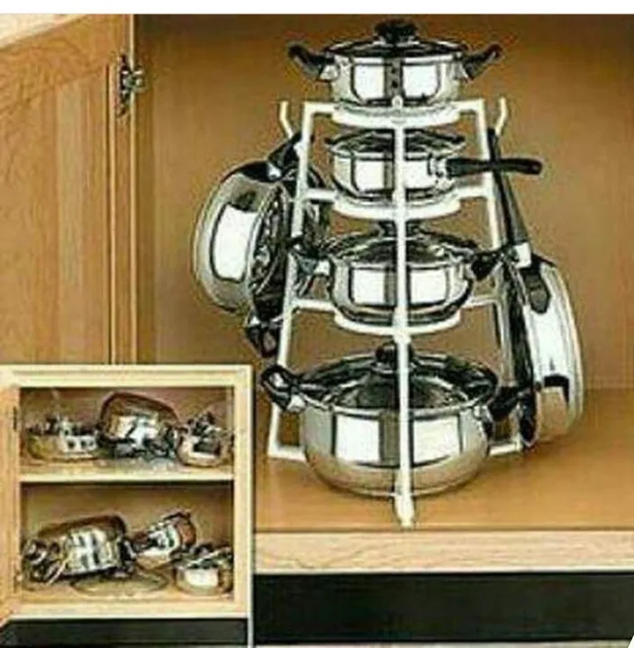 Rak panci holder organizer cookware teflon wajan 4 susun lid dapur ...