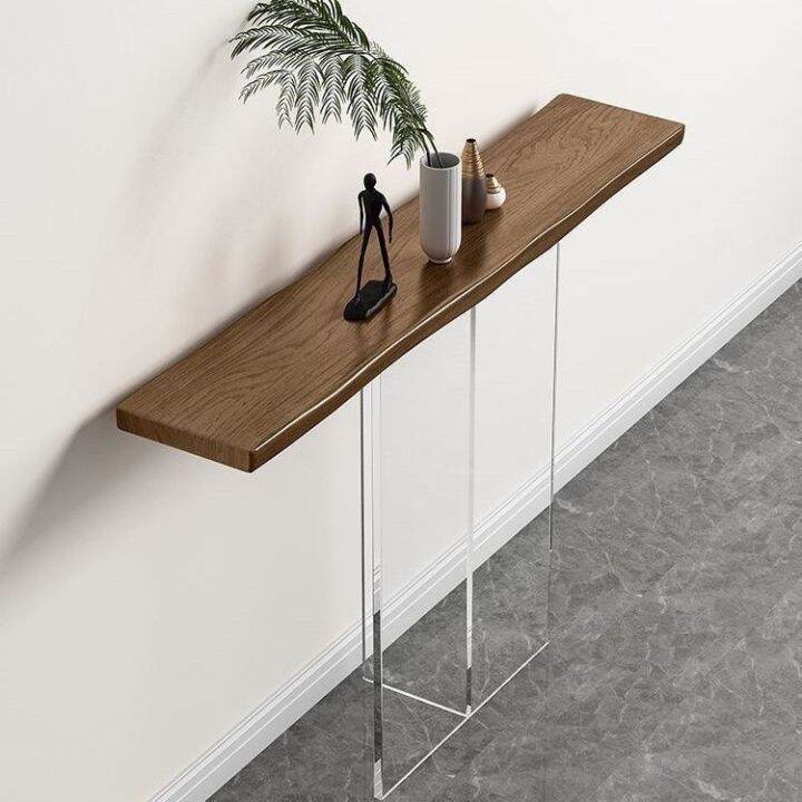 Acrylic Solid Wood Console Home Wall Side View One-Shaped Console ...