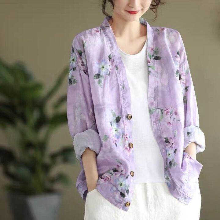 FairyTaill Oversize Spring Women Button Up Cotton Linen Jackets for ...