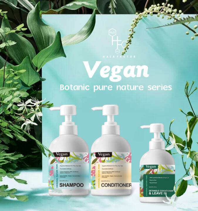 VEGAN Original Nature Pure Shampoo, Conditioner and Leave-in Treatment ...