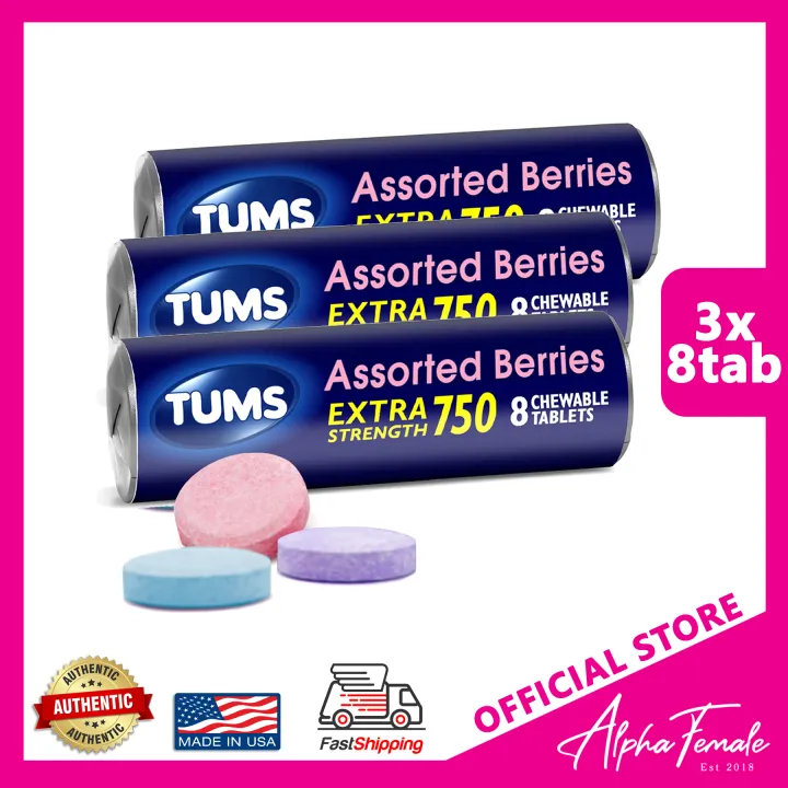 TUMS Antacid Chewable Assorted Berries Extra Strength 750 for Heart ...