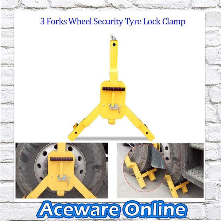 3 Forks Wheel Security Tyre Lock Clamp Car Truck Lorry ATV RV Anti ...