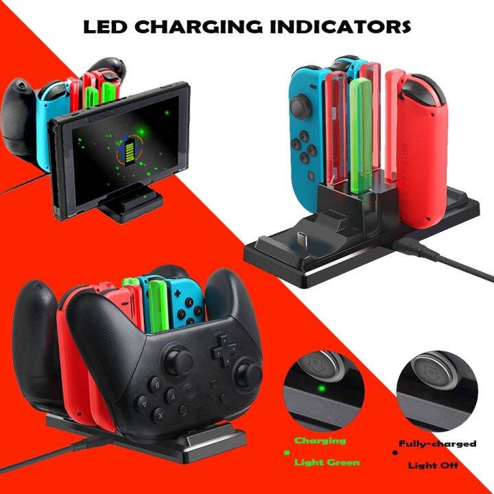 Nintendo Switch Pro Controller Charger Charging Dock Portable Joycon ...