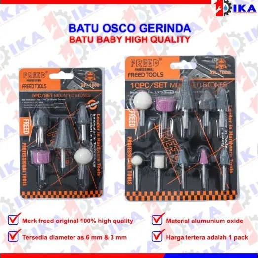 BATU OSCO MATA GERINDA SET BOR / MOUNTED STONE ISI 5 BUAH FREED ...