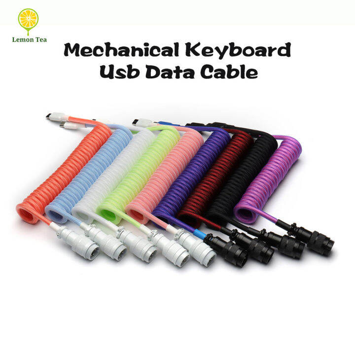 ♗In stockCustom Paracord Coiled Mechanical Keyboard Usb Data Cable GX16 ...