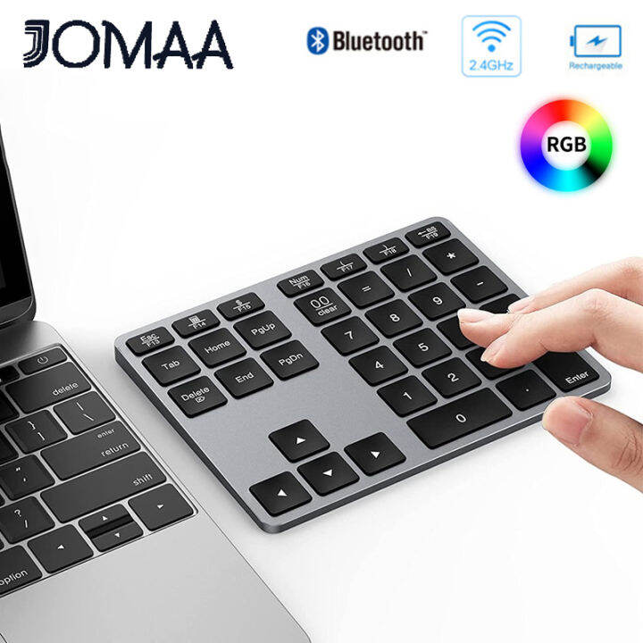 JOMAA Wireless Bluetooth Number Pad for Laptop Rechargeable Numeric ...