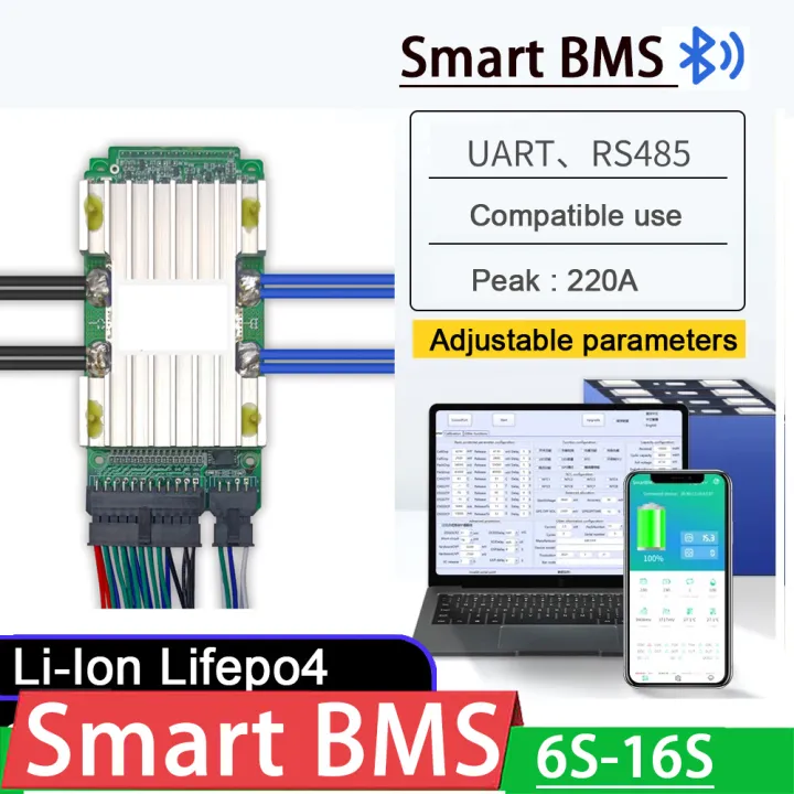 6S 16S สมาร์ท BMS 60A 80A 120A 18650 LifePo4 Li-Ion Lithium ป้องกัน ...