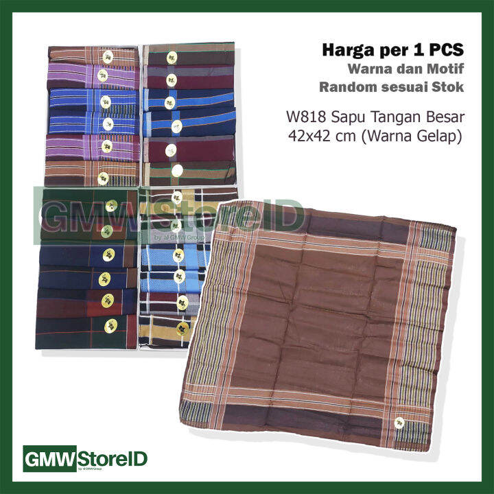 [LUSIN] W818 Sapu Tangan Pria 40x40cm Kain Saku Handkerchief Motif ...