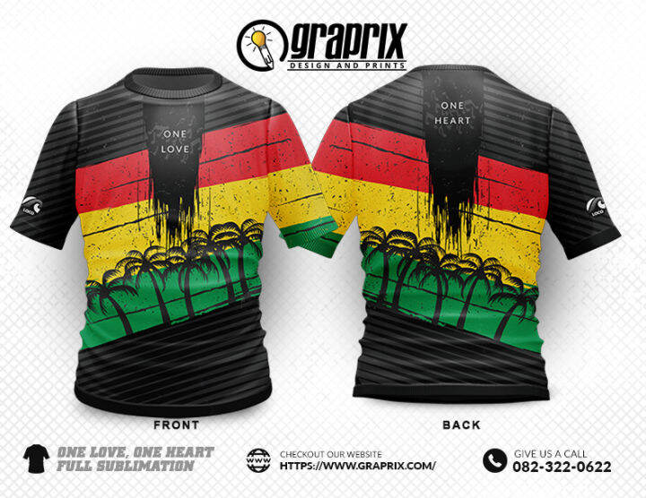 Rasta ONE LOVE Mens and Women Full Sublimation T-shirts | Lazada.co.th