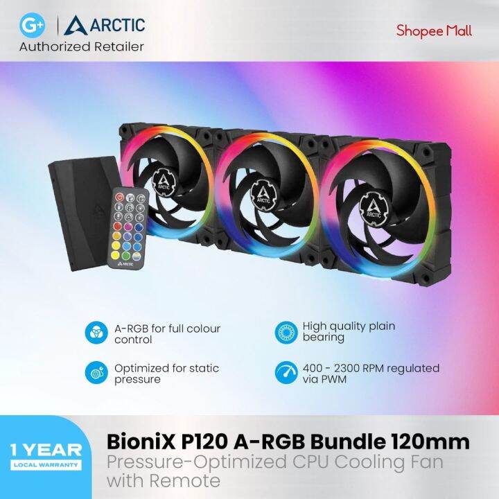 Arctic BioniX P120 A-RGB Bundle 120 mm Pressure-Optimized CPU Cooling Fan with Remote | Lazada PH