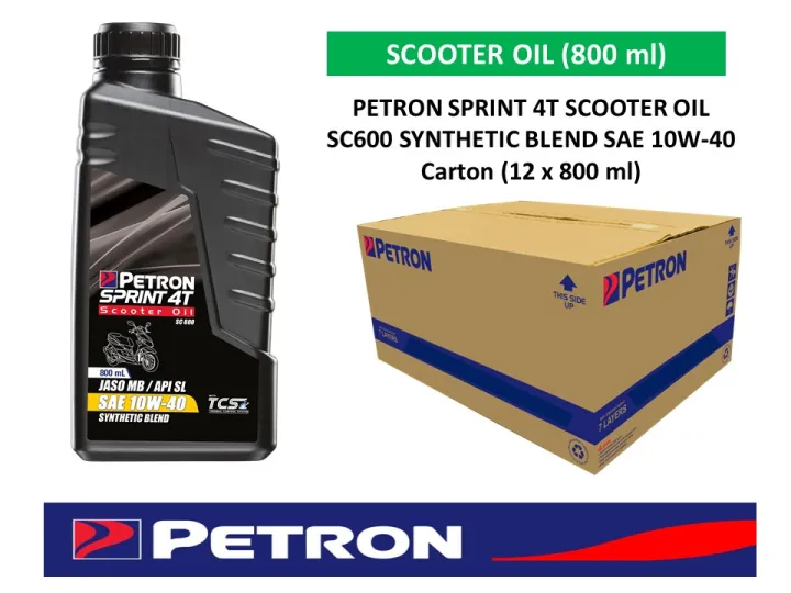 Petron Sprint 4T SC600 Synthetic Blend Scooter Oil SAE 10W40 (Carton 12 ...