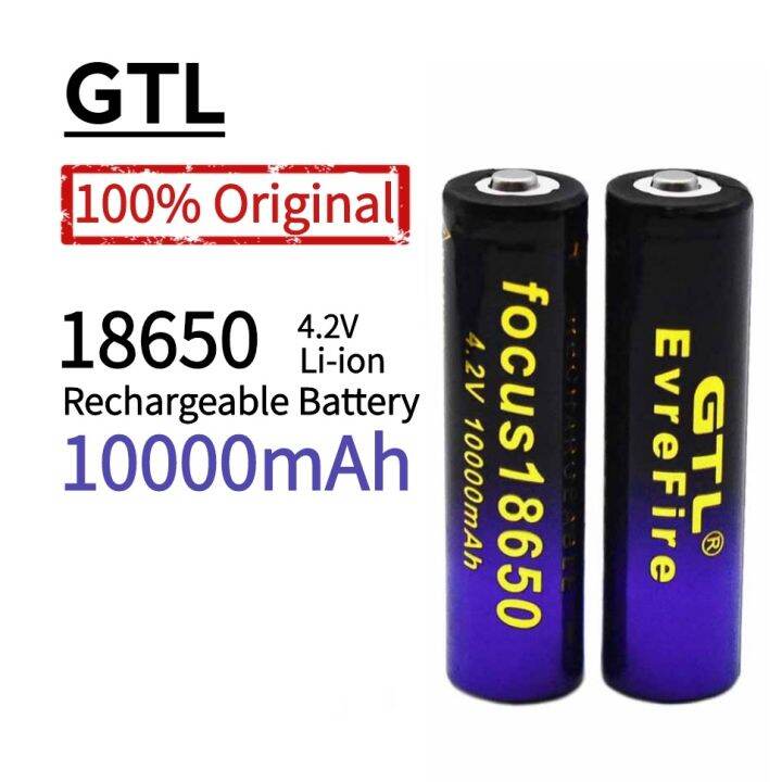 【COD】 GTL 18650 Rechargeable Battery 10000mAh 4.2V High Capacity ...