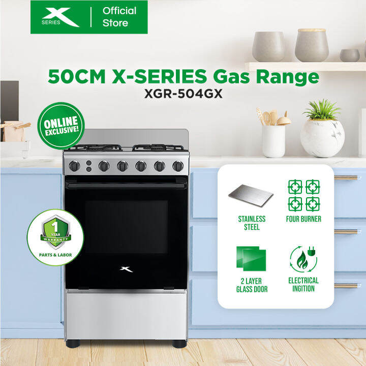 X-SERIES 50cm Gas Range with 4 Burner and 55L Oven Free Standing ...