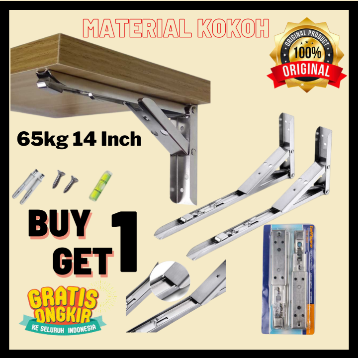 Braket Siku Dinding Untuk Papan Rak Kayu Engsel Folding Max Load 65kg ...