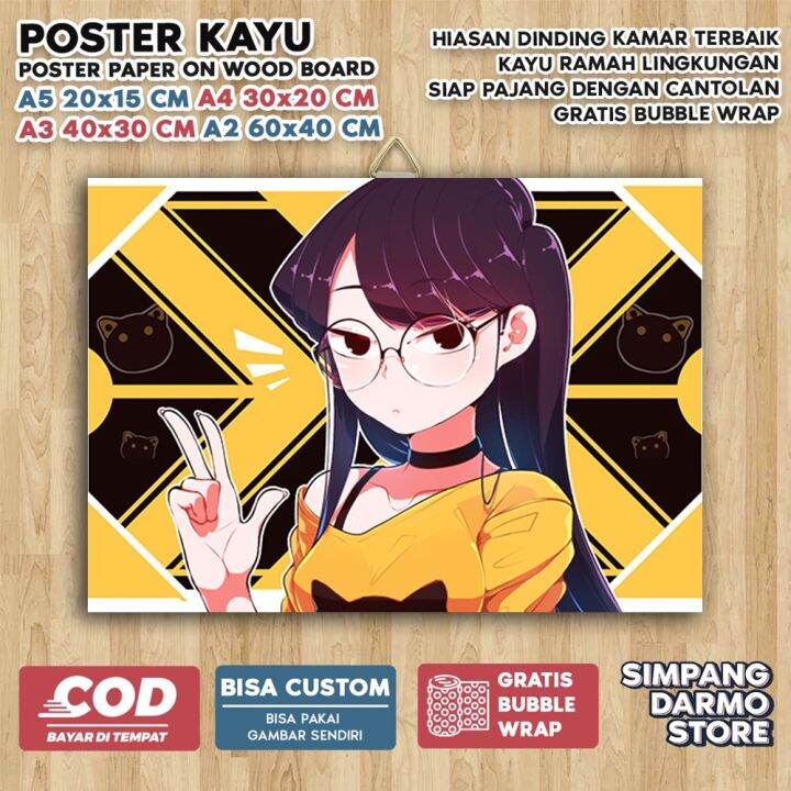 Poster Kayu Komi Can't Communicate Hiasan Dinding Tema Manga Anime ...