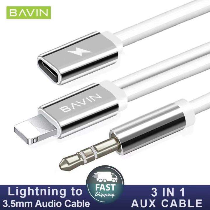 BAVIN AUX24 Audio Adapter Splitter 3 in 1 AUX Charging Cable & 3.5mm ...
