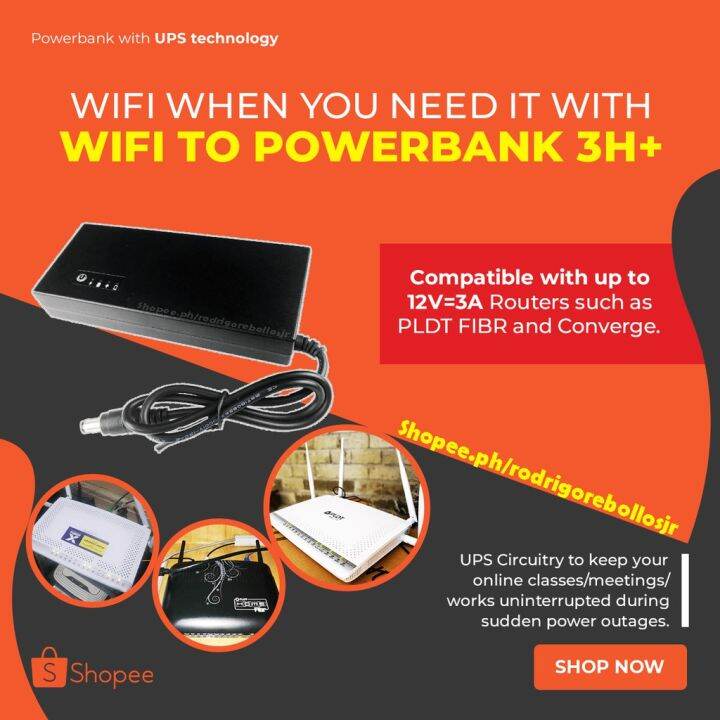 SYJ713 [COD AVAILABLE]Wifi to Powerbank/UPS 12v2A/3A for Pldt Fibr ...