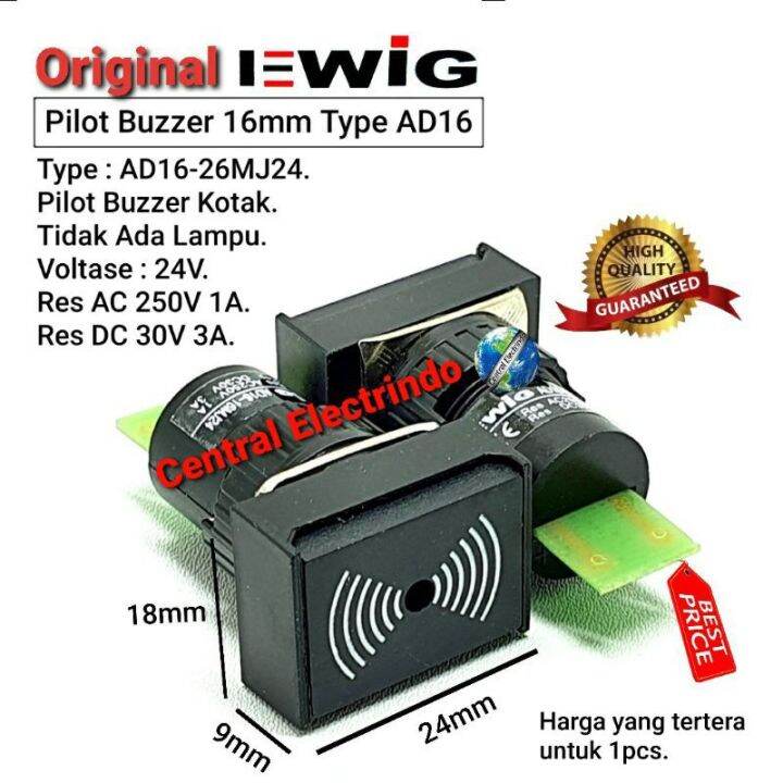 Pilot Buzzer Kotak EWIG 16mm 24V AD16-16MJ24. | Lazada Indonesia