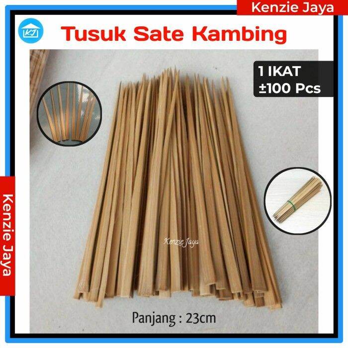 Tusukan Sate Bambu Gepeng Sate Daging Kambing 1 Ikat isi ±100 Tusuk ...