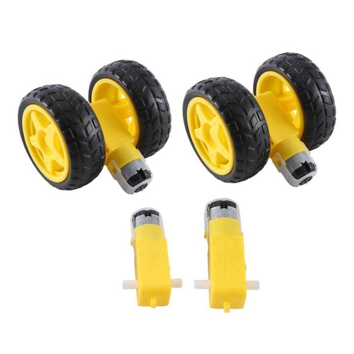4 Pcs For Arduino Smart Car Robot Plastic Tire Wheel with DC 3-6V Gear ...