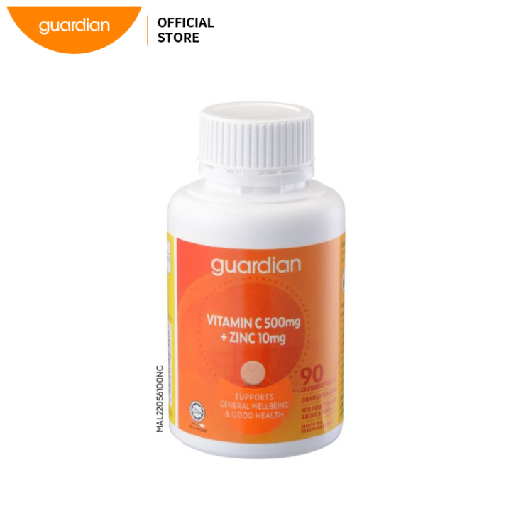 Guardian Vitamin C 500Mg + Zinc 10Mg Chewable 90's | Lazada