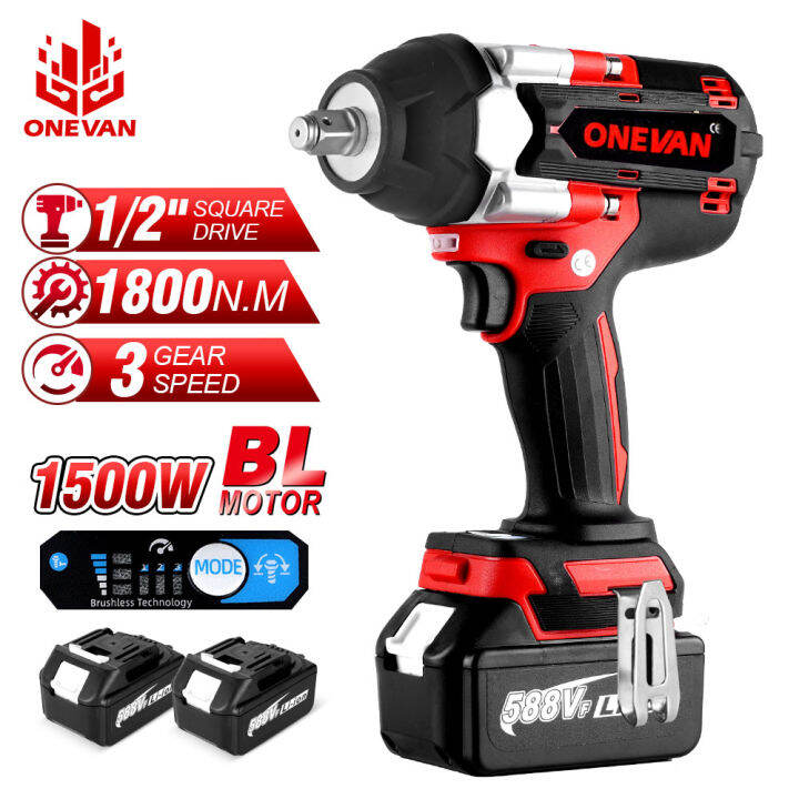 ONEVAN 1800N.M Torque Brushless Electric Impact Wrench For Trucks 1/2 ...
