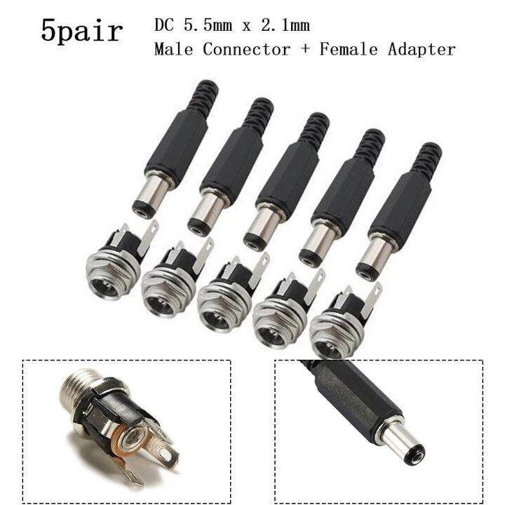 10 X MALE BARREL JACK PLUG FEMALE SOCKET PANEL MOUNT DC 12V POWER ...