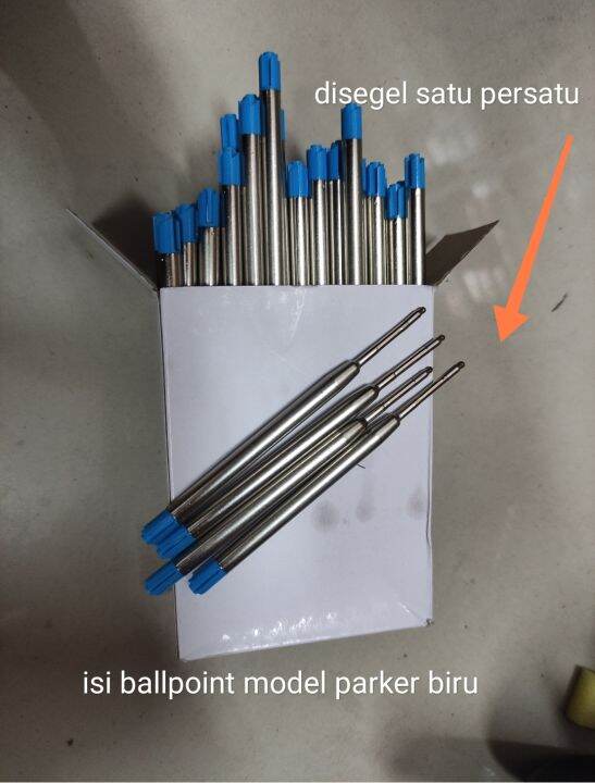 isi ballpoint model cetrek besi mirip parker biru atau hitam murah ...