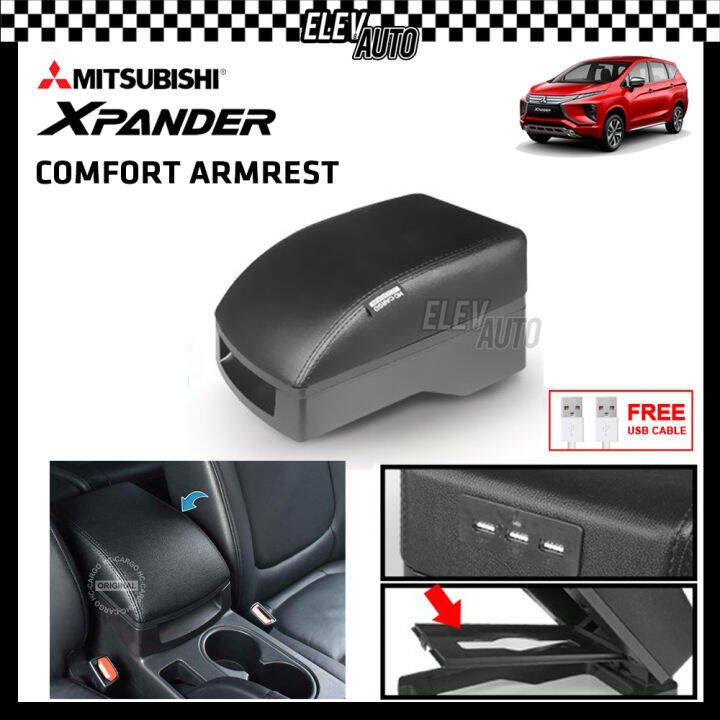 PREMIUM Armrest Arm Rest Double Layer LED 3 USB with Tissue Compartment ...