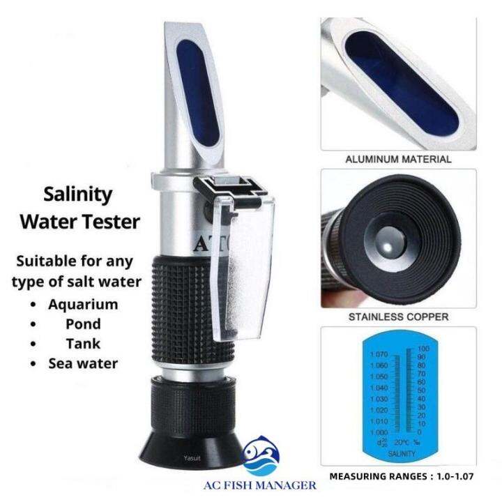Portable Salinity Refractometer 1.000SG-1.070SG Seawater Salinity ...