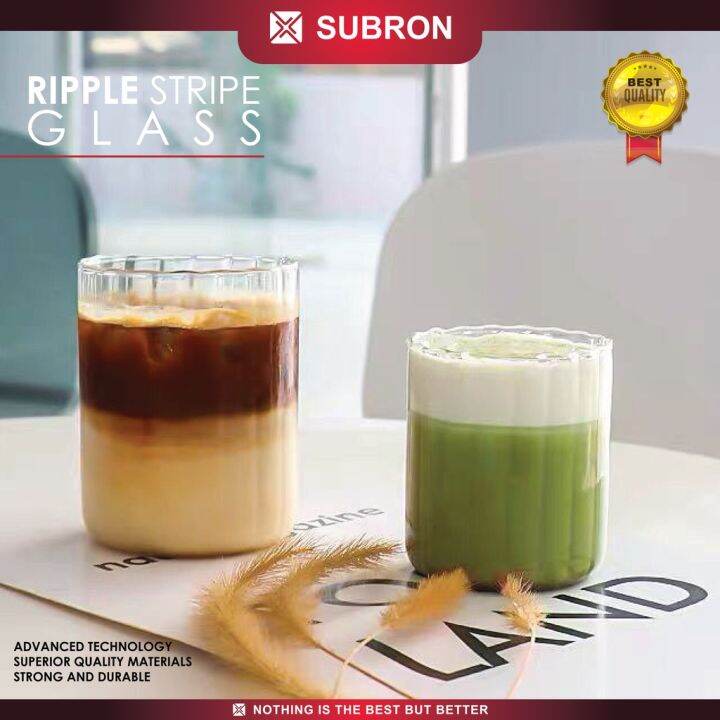SUBRON Gelas Ripple Stripe 250 410 ml Minuman Juice Yo-Reum Aesthetic ...